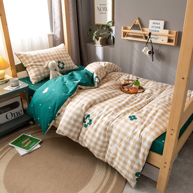 Cotton Hostel Three-Piece Bedding Set Bed Sheet Quilt Cover Student ...