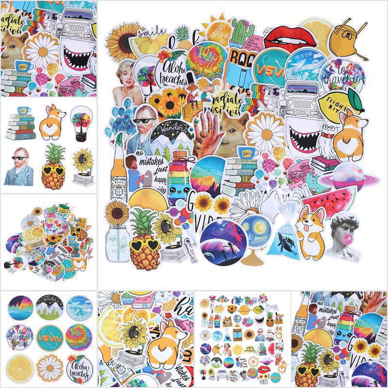 [LHGC] 53Pcs Summer light yellow stickers DIY scrapbook suitcase laptop ...
