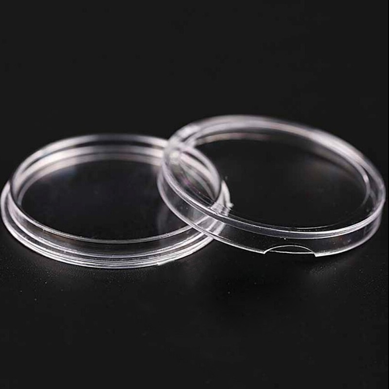 GoldenSilver10pcs 35mm Applied Clear Round Cases Coin Storage Capsules ...