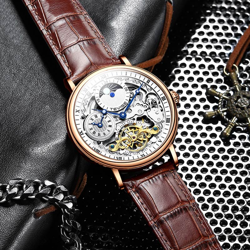 Tevise T888 นาฬิกาข้อมือสายหนังเทียมสําหรับผู้ชาย - exr68illnh - ThaiPick