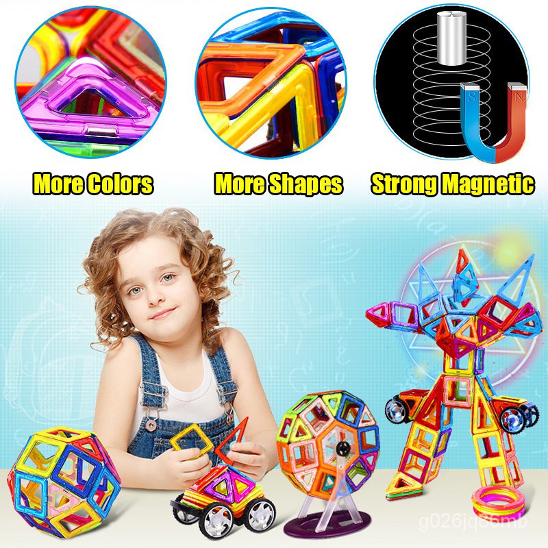 แม่เหล็กของเล่นเพื่อการศึกษาสำหรับเด็กKids Magnet Toys Magnetic Designer Bricks Model Building ...