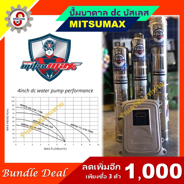 MITSUMAX ปั๊มบาดาล dc บัสเลส พร้อมกล่องควบคุม | Shopee Thailand