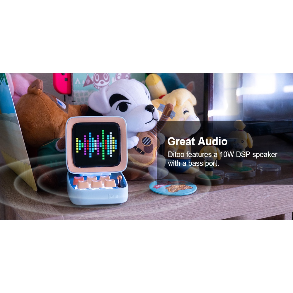 Divoom Ditoo Plus Retro Pixel Art ลําโพงบลูทูธไร้สายนาฬิกาปลุก DIY จอ ...