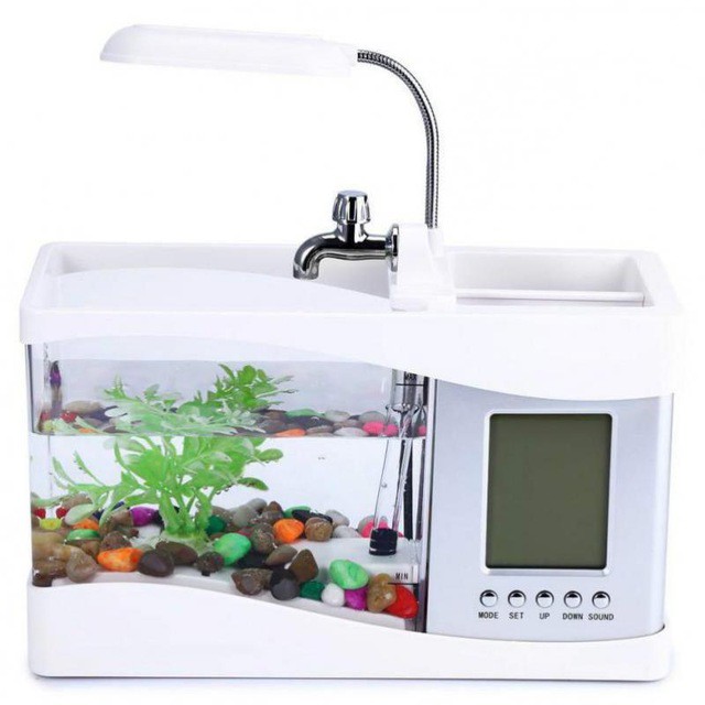 USB Mini Aquarium Desktop Fish Tank Electronic LED Fish Bowl j5TN ...