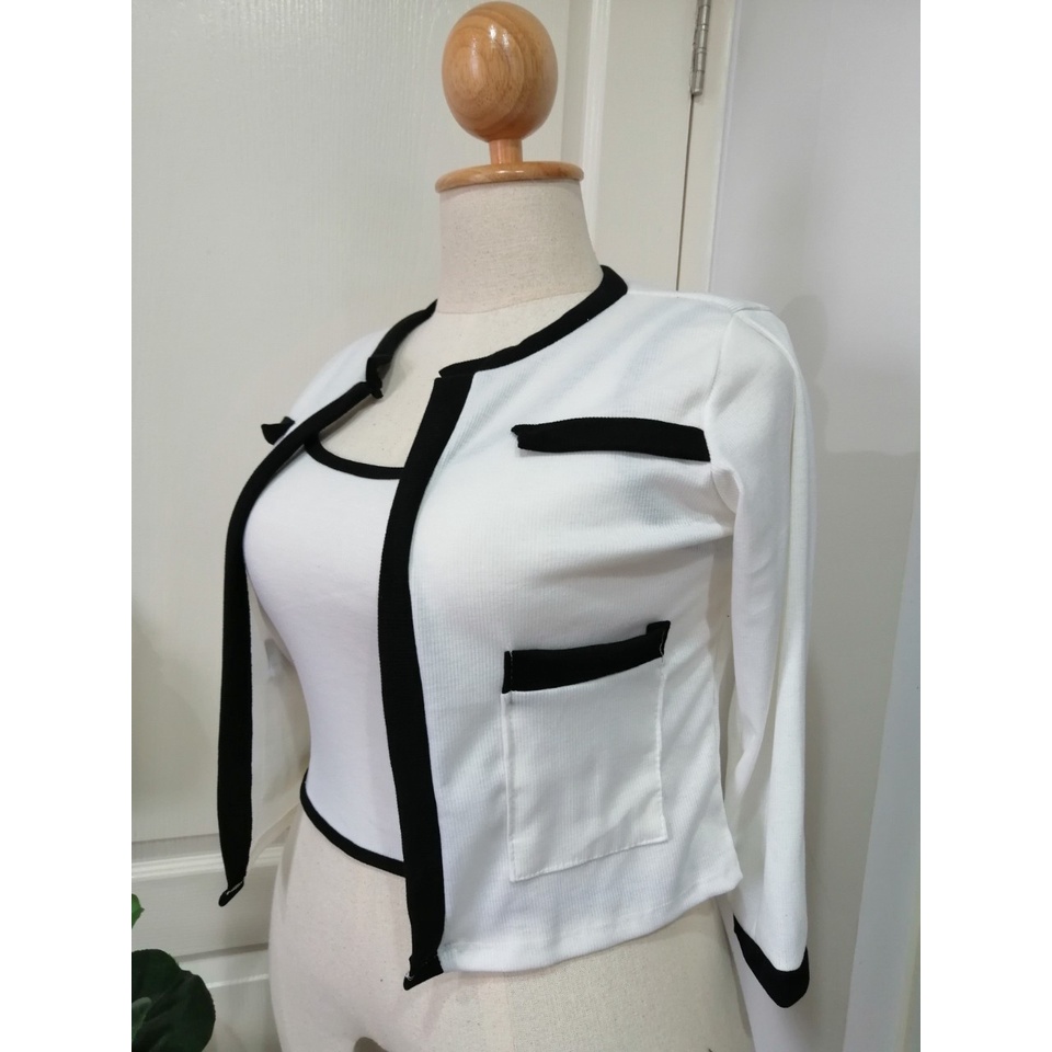 BB23 ชุดเซ็ต 2 ชิ้นเสื้อกล้ามเสื้อคลุมแขนยาว คาร์ดิแกนแขนยาว อกประมาณ 35-44 นิ้ว เสื้อยืดไซส์ ...