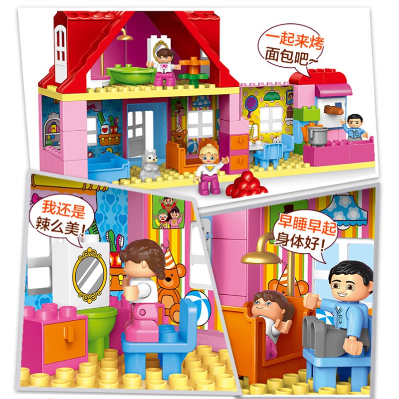 78PCS Compatible Lego Friends Girls Pink House Building Blocks Duplo ...