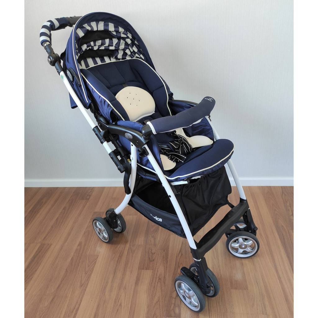 รถเข็นเด็ก Aprica รุ่น Luxuna Bitte Ver.II สีน้ำเงินกรมท่า สินค้ามือสอง ...