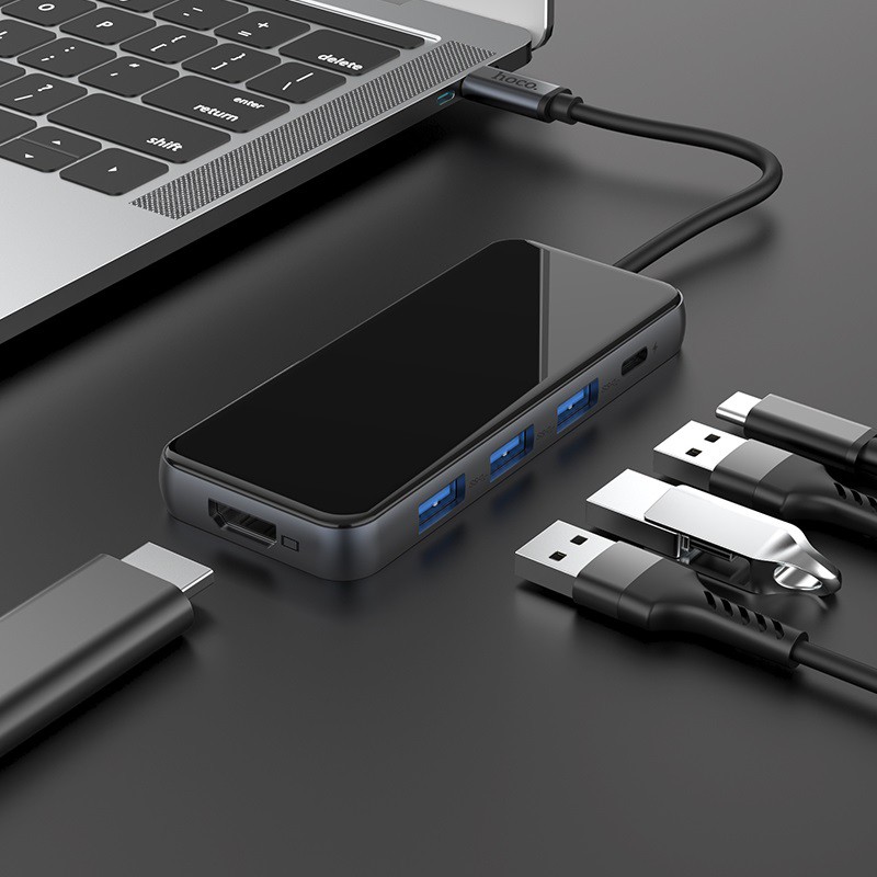 Hoco HB15 HUB 4in1 HDMI USB 3.0 PD2.0 Cabielength ของแท้100 ...