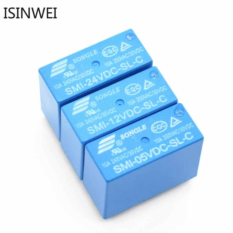 5PCS Power Relays SMI-05VDC-SL-C SMI-12VDC-SL-C SMI-24VDC-SL-C 5V 12V 24V 10A 5PIN Relay ...