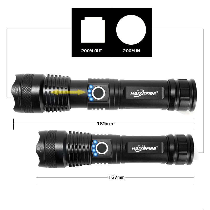 Haixnfire H002 XHP50 ไฟฉาย LED 26650 ซูมได้ ใช้แบตเตอรี่ สําหรับล่า ...