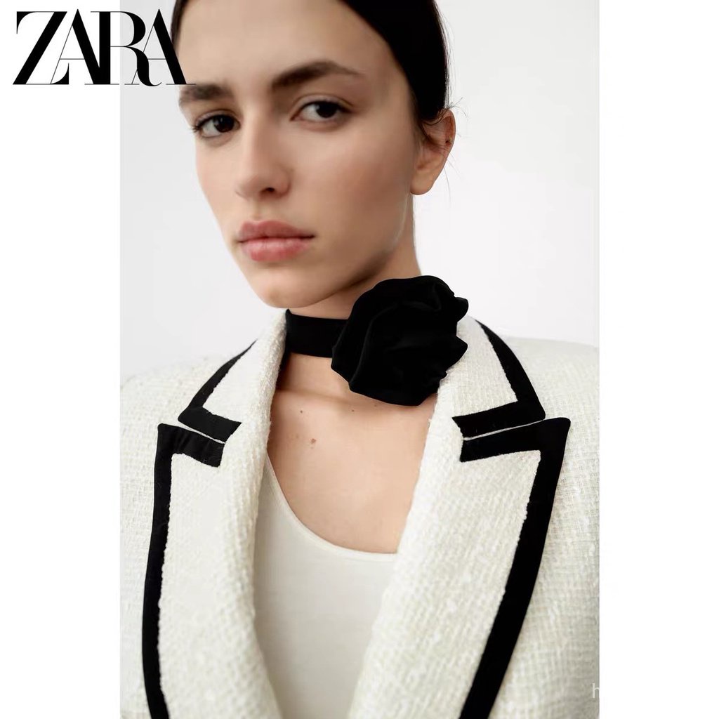 Zara new womens clothing contrast color trim texture professional ...