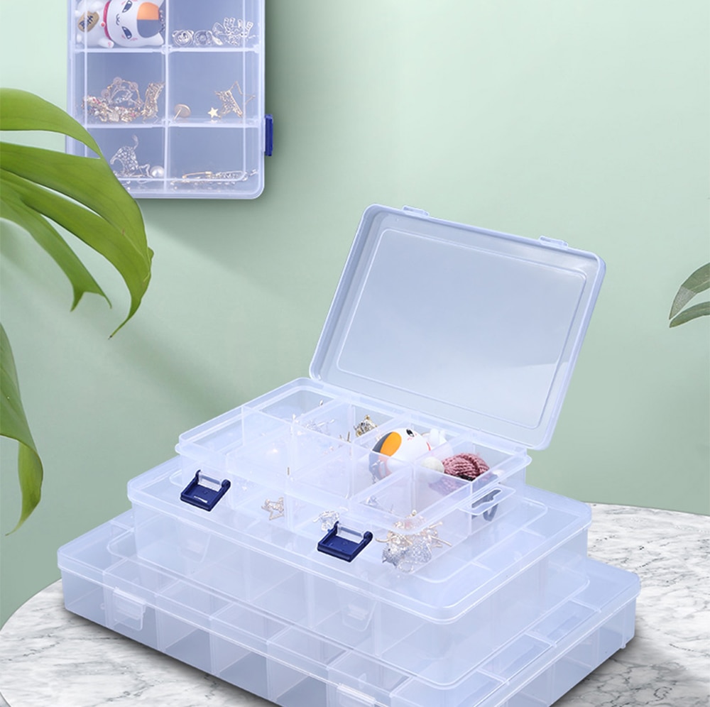 Please COD 12 Sizes Plastic Storage Jewelry Box Compartment Adjustable ...