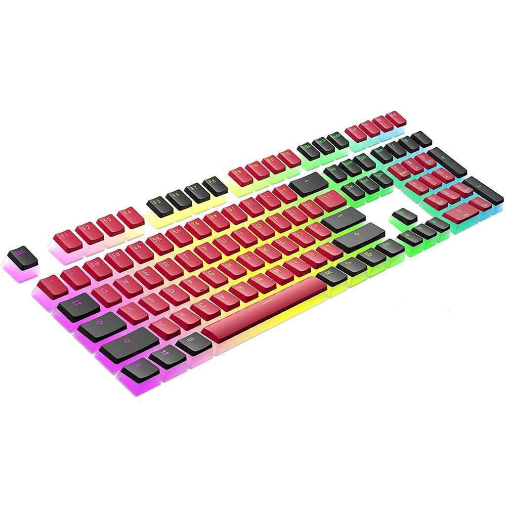 Black and red pudding keycap 108 double shot PBT pudding keycap ANSI ...