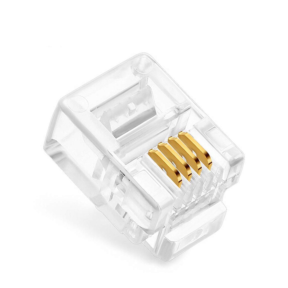 RJ11 Modular Plug 6P4C หัวโทรศัพท์ แบบ 4 เขี้ยว 50-100 ชิ้น (RJ-11 ...