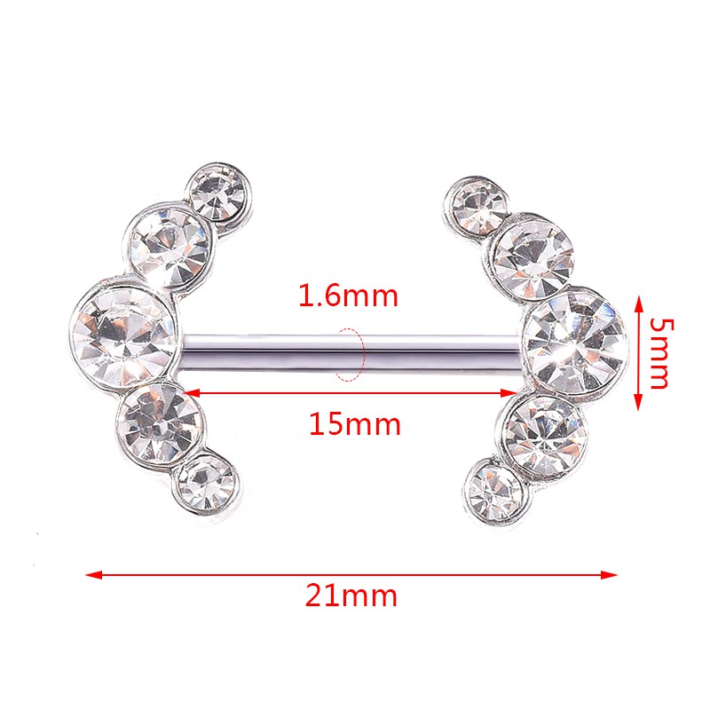 LFTH 2PCS Women Stainless Steel Crystal Shields Bars Nipple Piercing ...