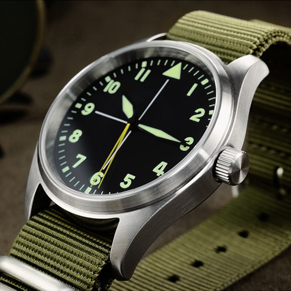 San Martin Military ilot NH35 Men's Automatic Mechanical Watch ...