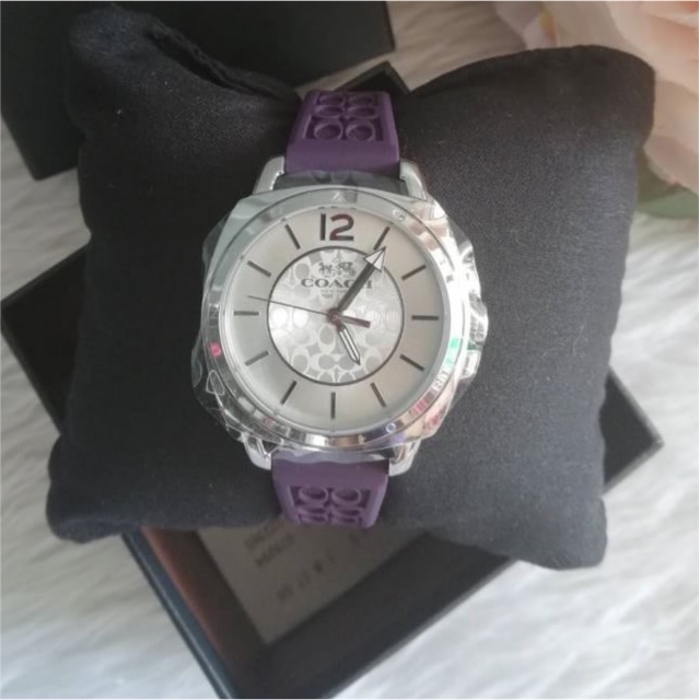 (ผ่อน0) นาฬิกา สายยาง สีม่วง Coach 14503144 BOYFRIEND SMALL RUBBER ...