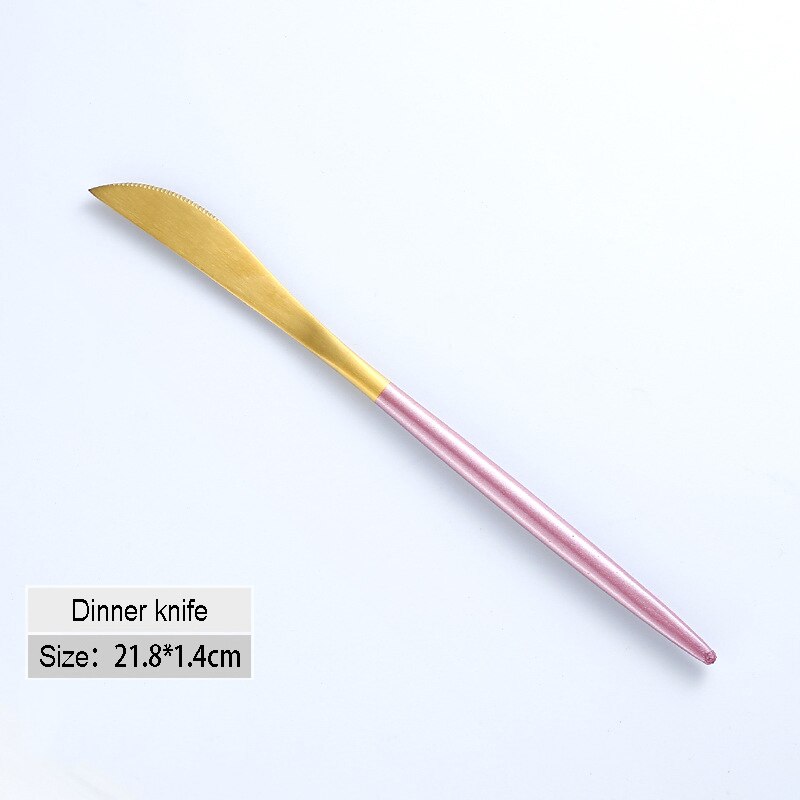 304 Stainless Steel Pink Gold Cutlery Set Dinnerware Dinner Knife Spoon ...
