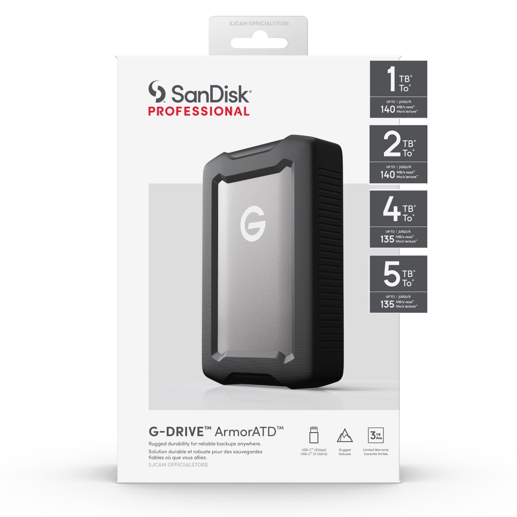 SanDisk Professional G-DRIVE ArmorATD 1TB2TB4TB 5TB Rugged HDD Up ...