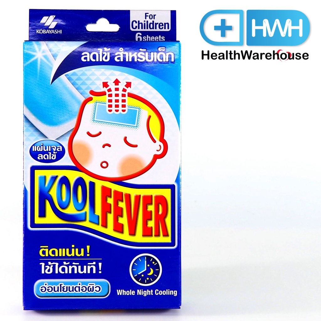 KoolFever for Children คูลฟีเวอร์ Kool Fever Cooling Gel แผ่นเจลลดไข้เด็กโต 1 กล่องมี 6 แผ่น ...
