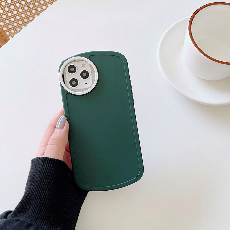 Iphone case Big round hole camera curve monochrome Anti-fall tpu soft ...