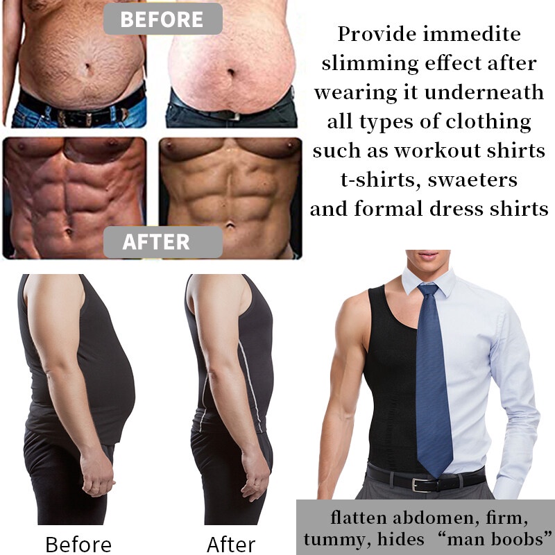 Mens Slimming ชุดกระชับสัดส่วนที่รัดเอวเสื้อกั๊กหน้าอกเสื้อรัด ...