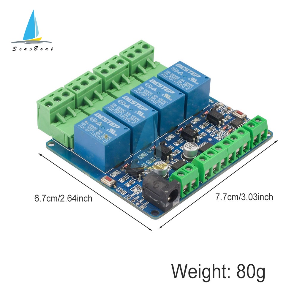 Modbus Rtu 4 ช่อง 12V รีเลย์โมดูลสวิทช์ ช่องรีเลย์เอาต์พุต อินพุตสวิทช์ ...