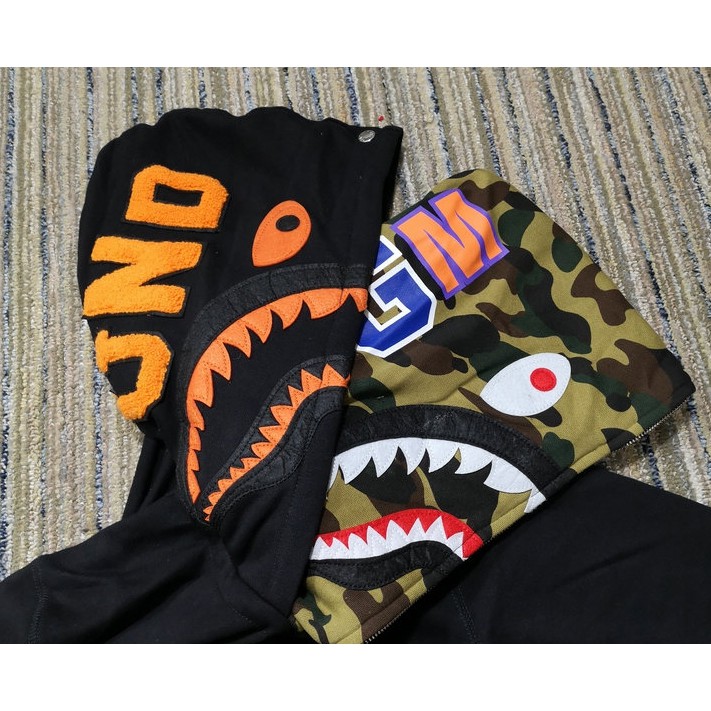 UNDEFEATED x BAPE Limited Camouflage Double Cap Shark Sweaterภ ...
