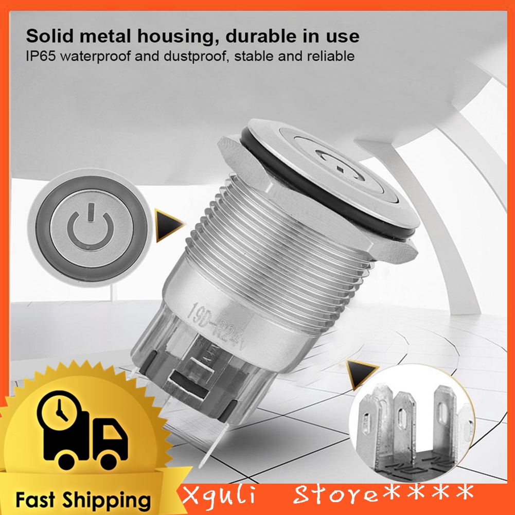 40pcs 19mm Waterproof Momentary Push Button Switch Auto Reset 24V LED 5 ...