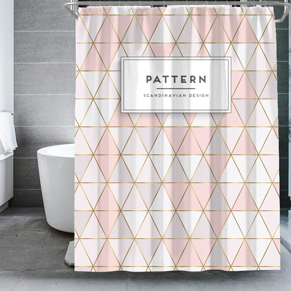Pink Geometric print Shower Curtains Marble bath curtains Washable Waterproof Fabric for Home ...