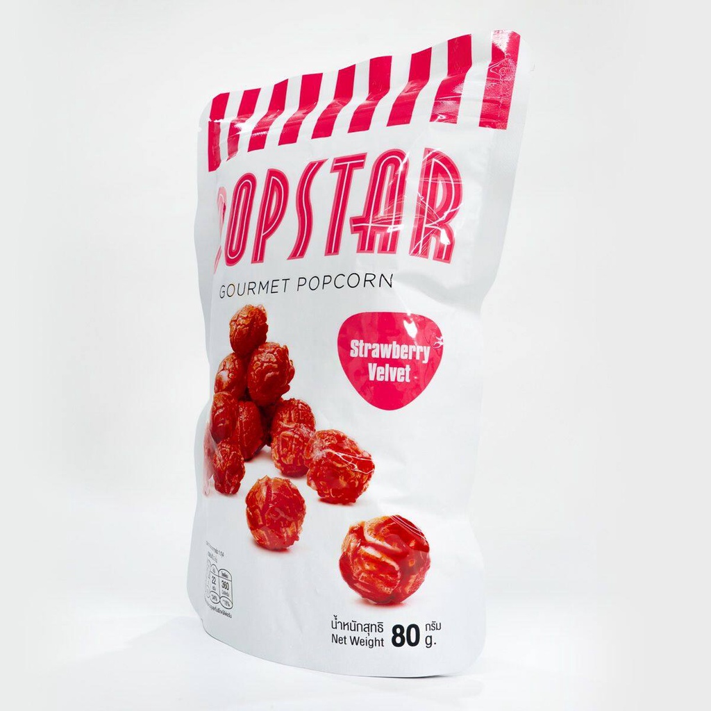 Popstar Snack Strawberry Velvet 80 G. ป๊อปคอร์นเมเจอร์ ป๊อปสตาร์ สแนค ...