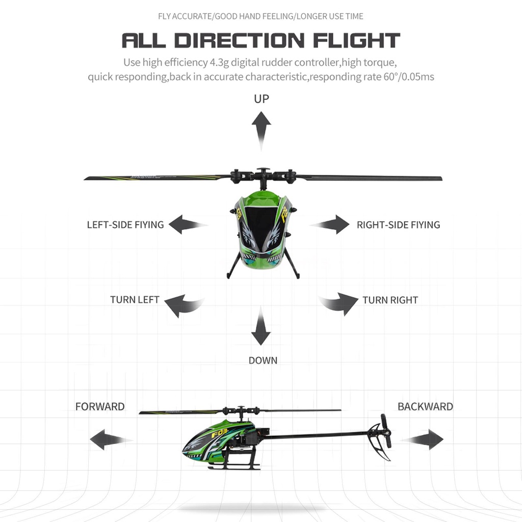 ã€ ES Stockã€‘YU XIANG F03 RC Helicopter 4CH Flybarless One Key Take ...