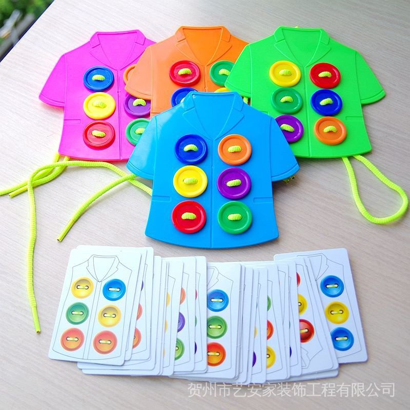 Childrens Fine Motor Training Button Threading Board Kindergarten Baby ...