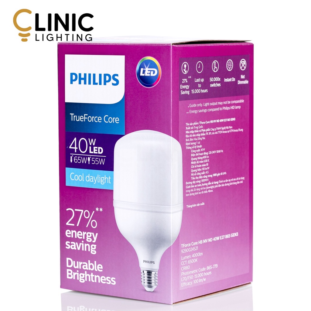 หลอดไฟ PHILIPS LED 40W True Force Core E27 Cool Daylight | Shopee Thailand