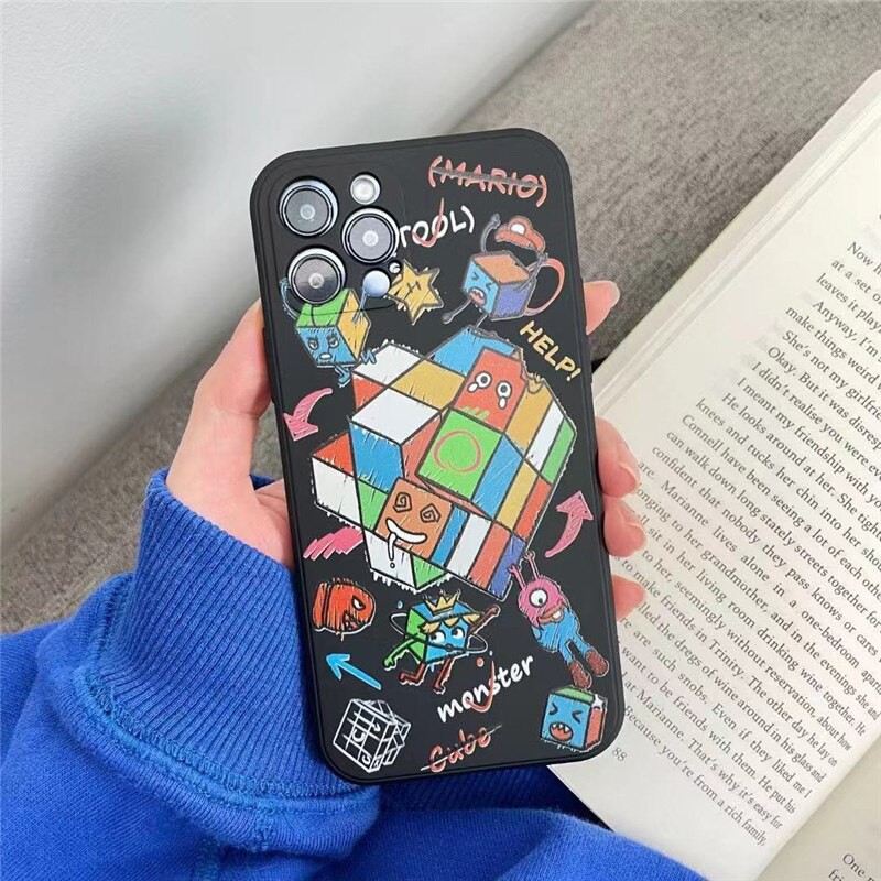 №2021 funny creativity cute rubik cube little monster silicon phone ...