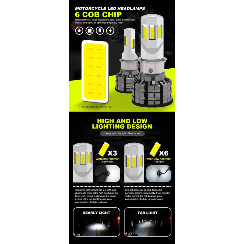 Local StockEURS New Motorcycle LED H6 H4 Headlight Bulb H4 HS1 BA20D ...