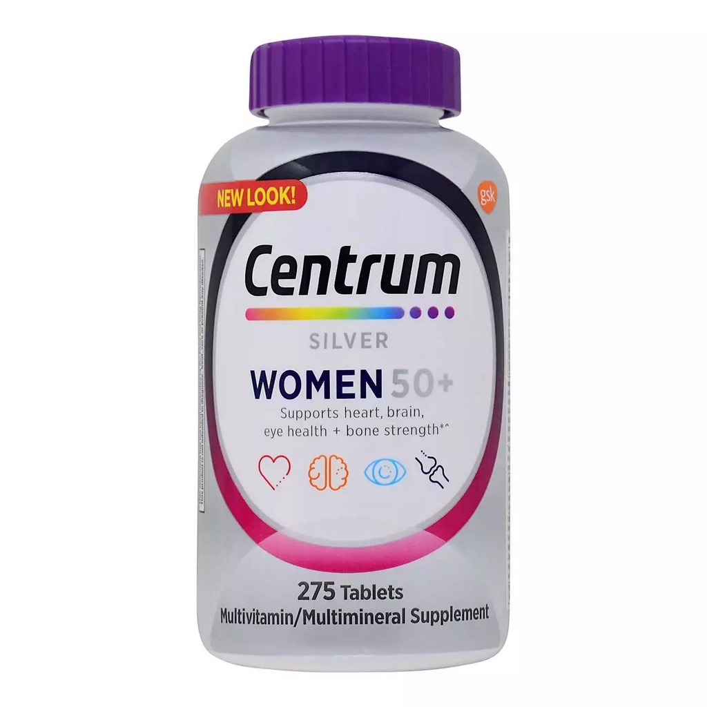 Centrum Silver Women 50 วิตามินสำหรับผู้หญิงอายุ 50 ปีขึ้นไป 275 เม็ด ...