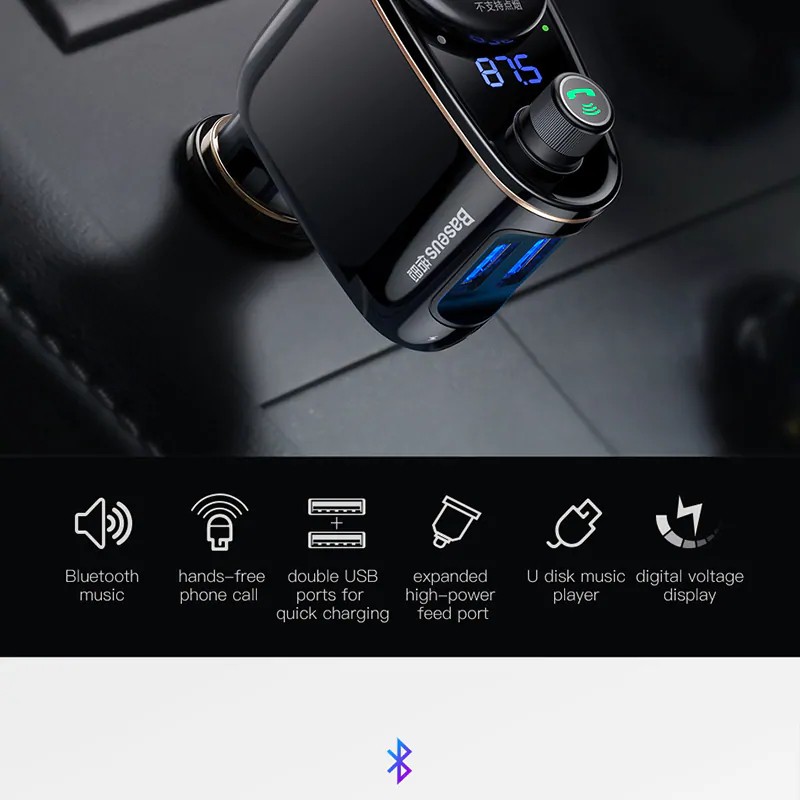 Baseus 3.4A Dual USB Car Charger CCALL-RH01 Bluetooth FM Transmitter ...