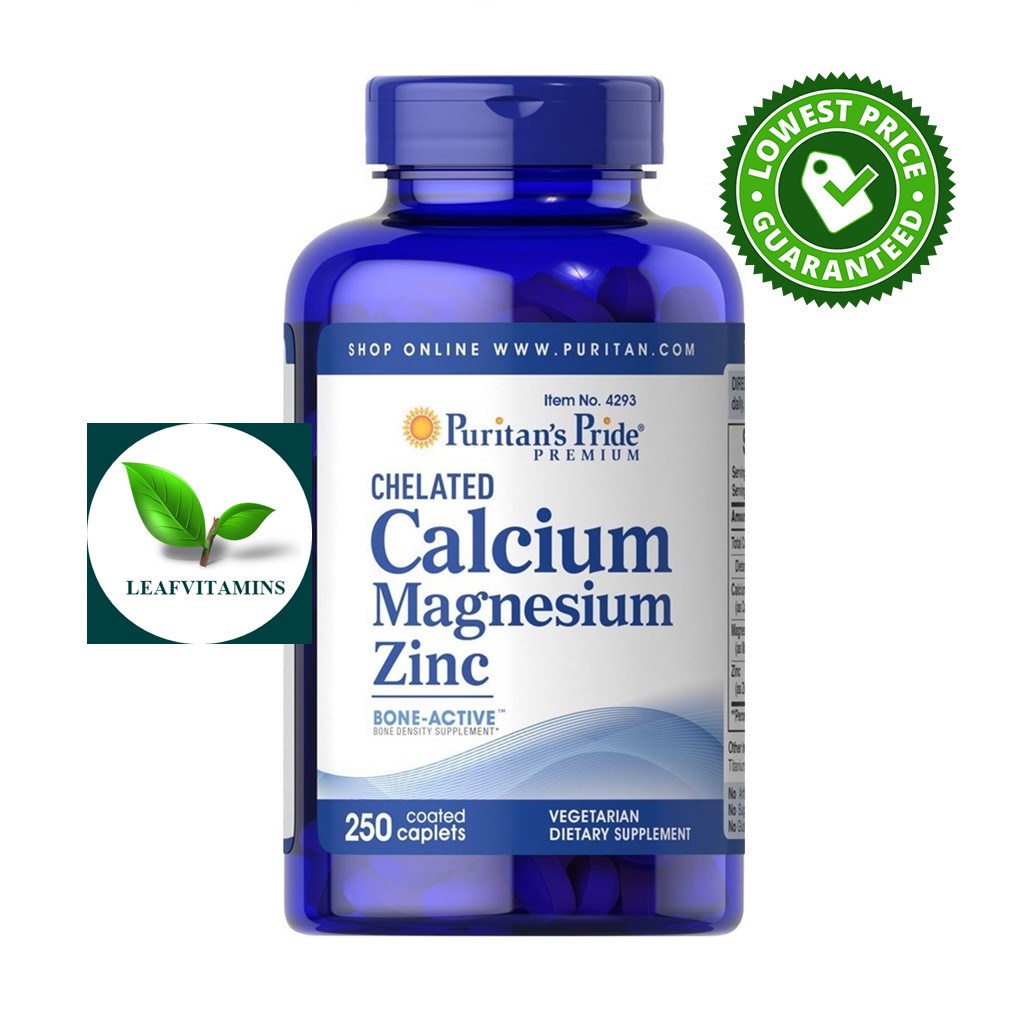 Puritan's Pride Chelated Calcium Magnesium Zinc - 1000 mg/400 mg/25 mg ...