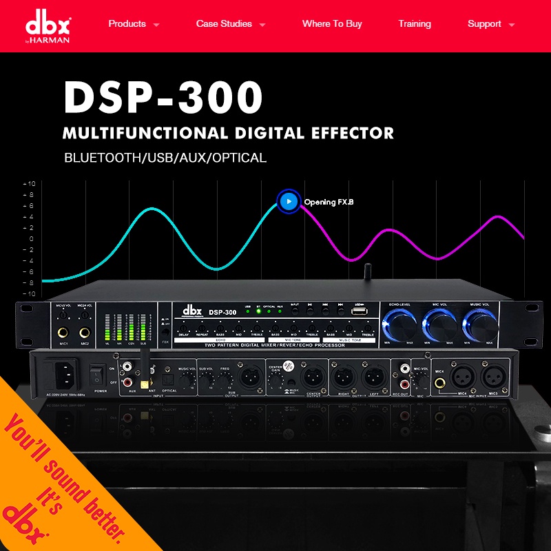 DBX DSP300 pre-stage ดิจิตอลเอฟเฟกต์ FBX ในตัว เอฟเฟคเสียงสะท้อน DSP ...