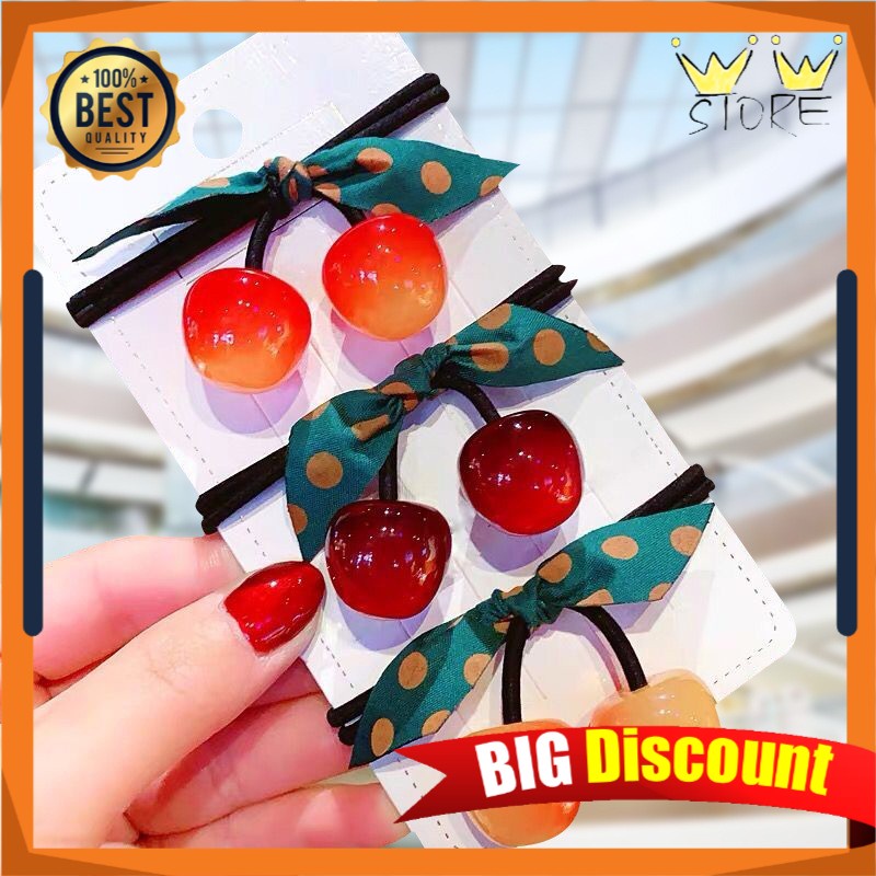 C87 KUNCIR ยางรัดผมลายเชอร์รี่น่ารักสไตล์เกาหลีสําหรับผู้หญิง ...