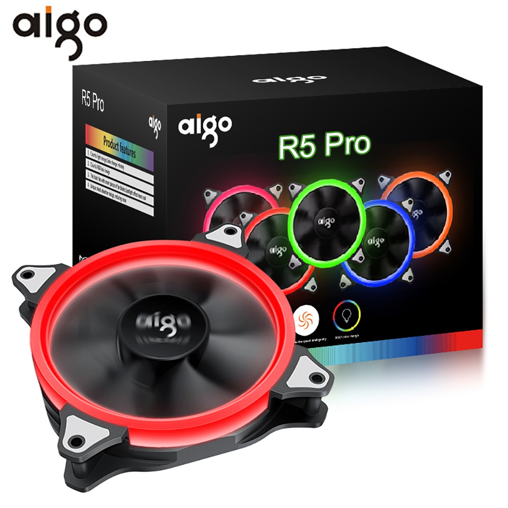 Aigo R3 /R5 PRO 120mm PC Case Fan RGB Cooler Adjustable Aurora RGB ...