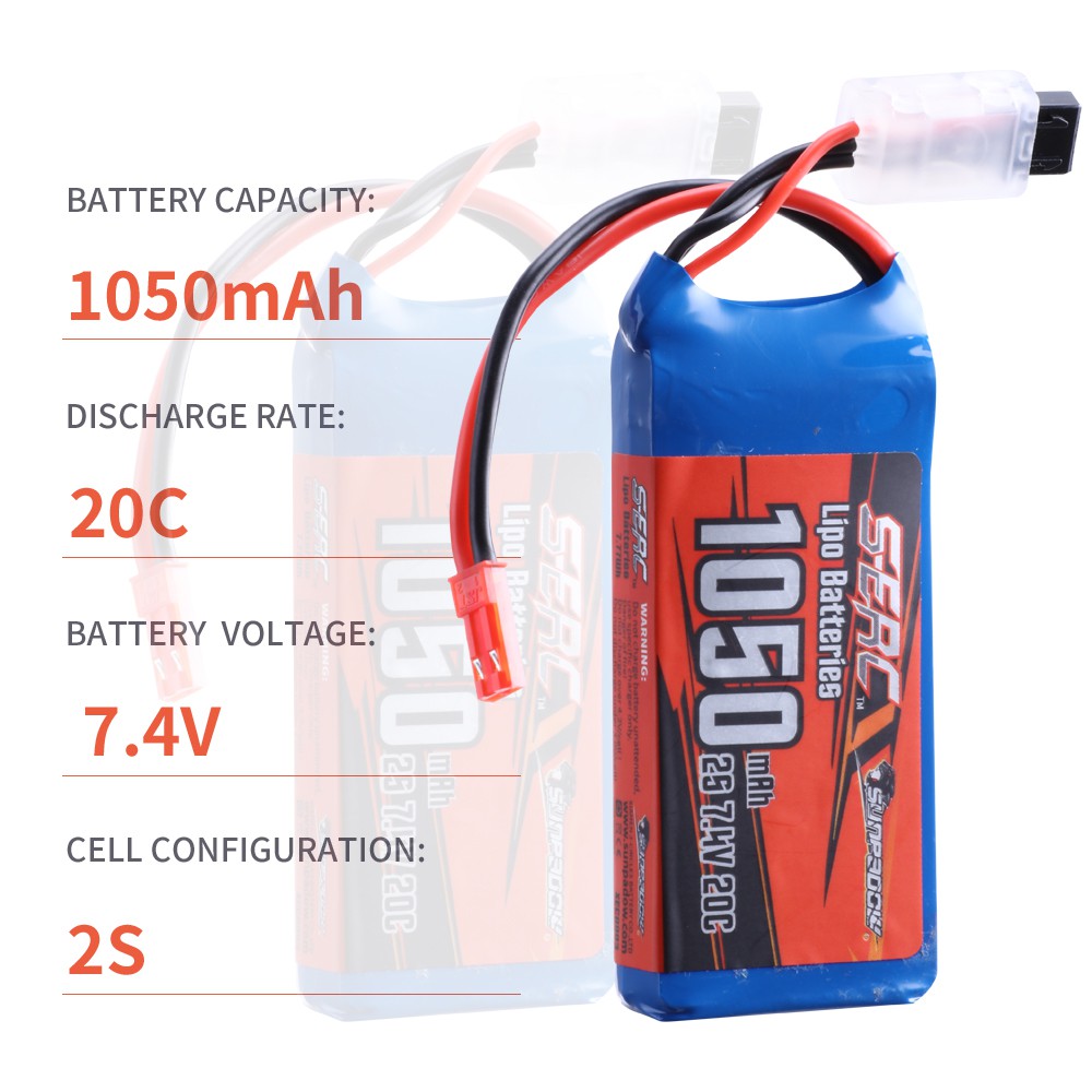 RC ส่งวันนี้ แบตเตอรี่ลิโพ แบตลิโพ 2S(2เซล) 7.4V 1050mAh 20C Lipo Battery แบตเตอรี่ Fpv ...