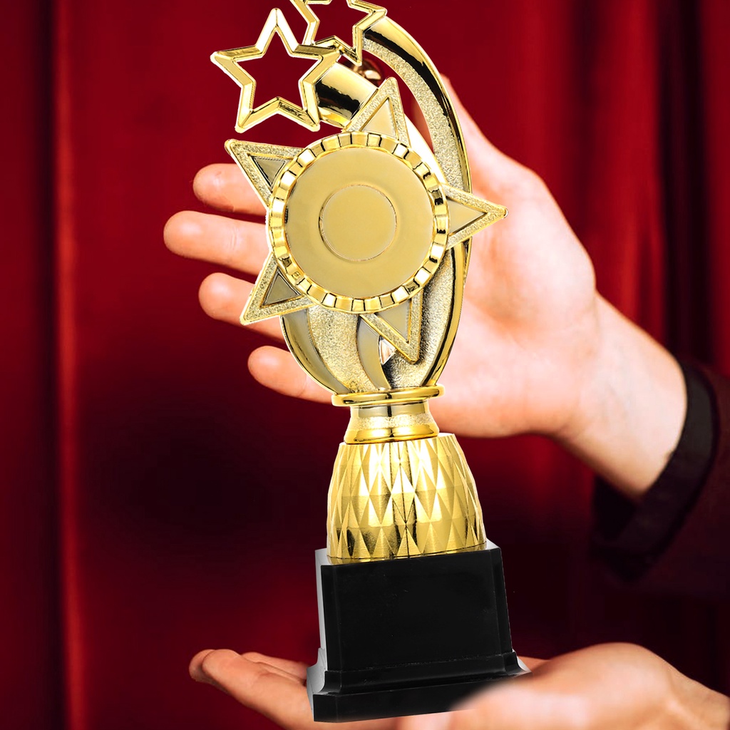 Plastic Gold Trophy Kids Game Sports Competitions Award Toy Star Design ...
