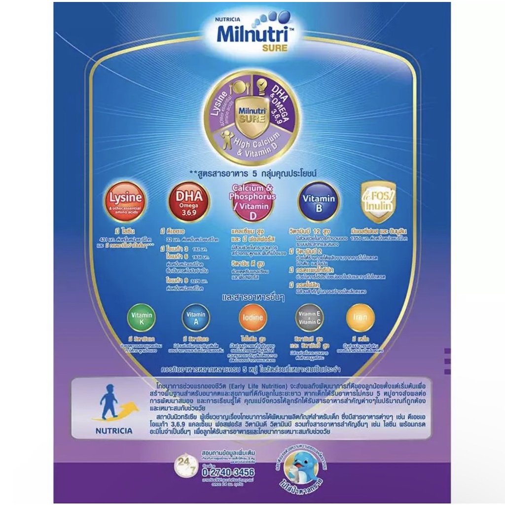 MILNUTRI SURE นมผง สูตร 5 มิลนิวทริ ชัวร์ ขนาด 1650 - 1800 กรัม สำหรับ ...