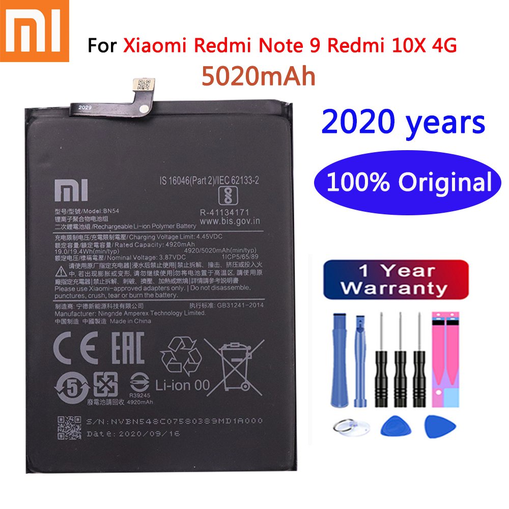 100 Original 5020mAh BN53 BN54 BN55 เปลี่ยนแบตเตอรี่สำหรับ Xiaomi Redmi ...