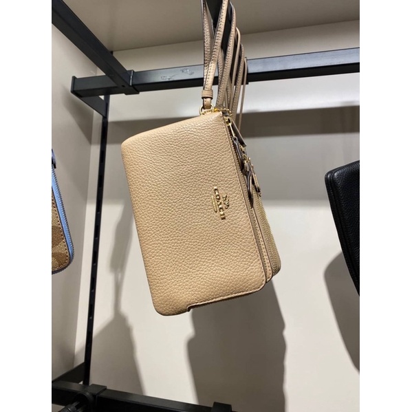 พร้อมส่ง แท้ New Coach คล้องมือ 2 ซิป S DOUBLE CORNER ZIP WRISTLET ...