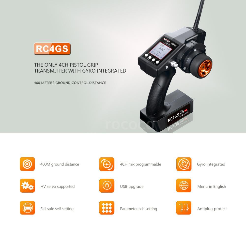 RadioLink RC 4gs 2.4 GHz 4ch รีโมทควบคุมเครื่องส่งสัญญาณและ Gyro สำหรับ ...