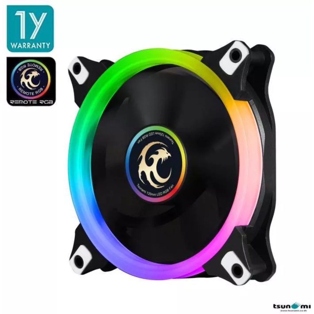 พัดลมคอมTSUNAMI RGB ของแท้ 100% ประกัน 1 ปี FAN CASE 12CM TSUNAMI ...