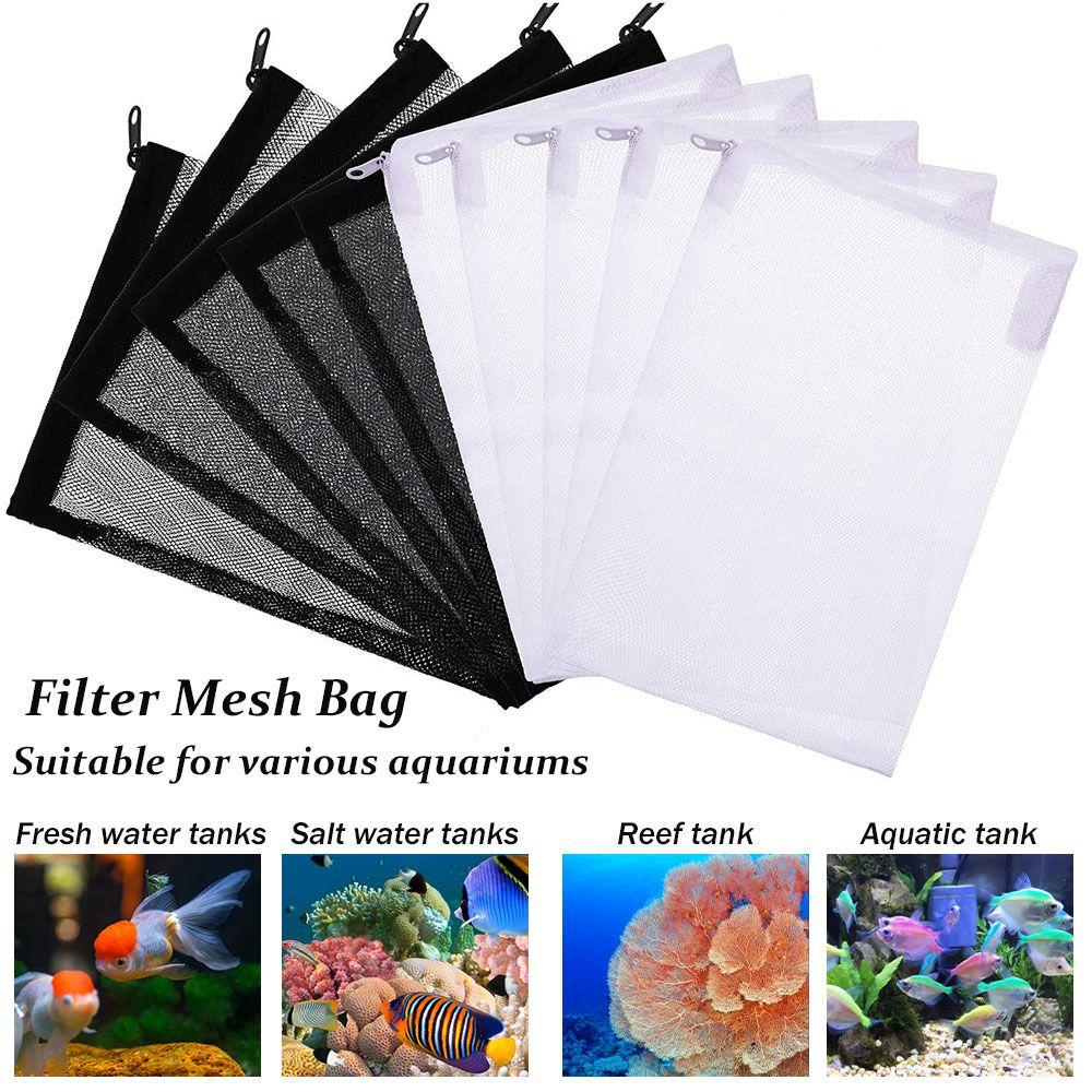 ☆YOLA☆ 5Pcs Black White Filter Mesh Bag Aquatic Pet Supplies Fish Tank ...